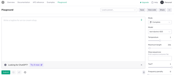 Interactive Tour of OpenAI Playground User Interface